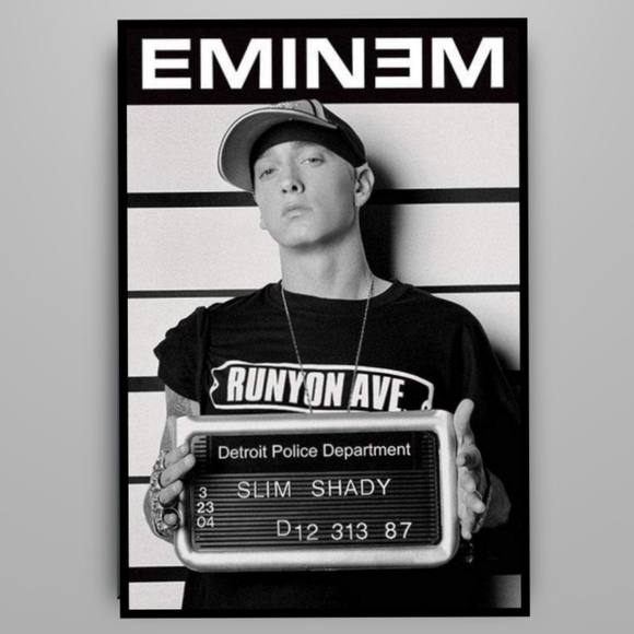 Iconic Legend | Wall Decor | Eminem Mug Shot Canvas Framed Wall Decor ...
